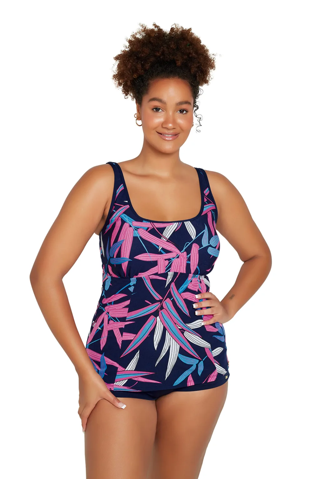 Vintage Palms Tank Underwire Tankini Top - Genevieve Swimwear